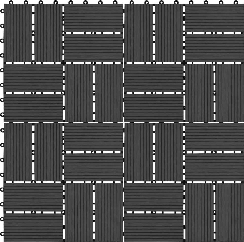 Terasové dlaždice z dřevoplastu - 11 ks - černé | 30x30 cm 1 m²