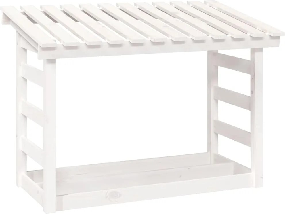 vidaXL Stojan na dřevo bílý 108x64,5x78 cm masivní borovice