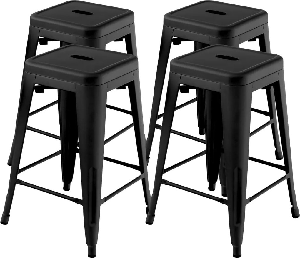 Costway Sada 4 of bar stools with footrest can hold up to 150 kg. Stohovatelné