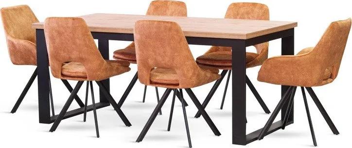Stima Jídelní stůl 970 dub wotan/černý kov | Odstín: dub wotan,Rozklad: S rozkladem + 40 cm,Délka stolu: 140,Šíře stolu: 80