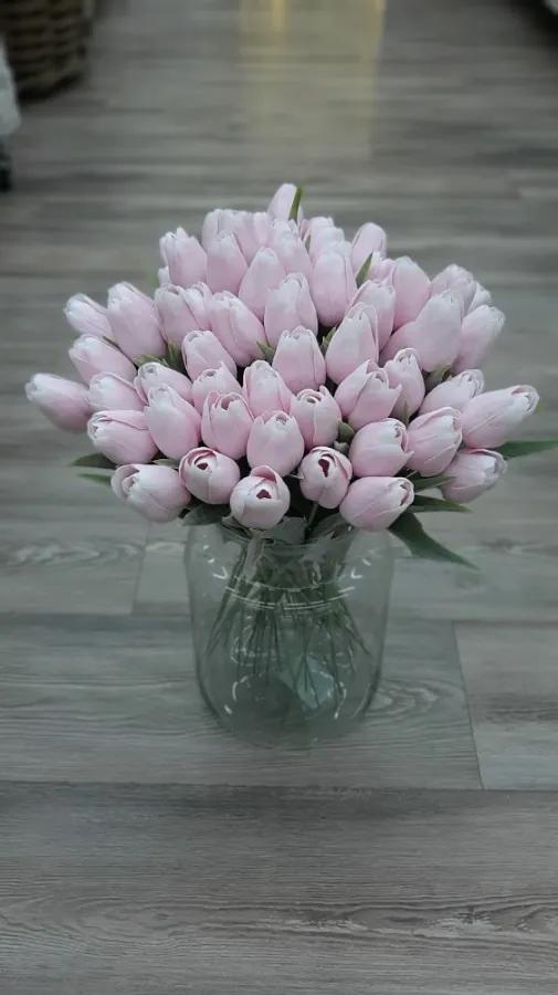 Umělá květina Edwilan tulipán, barva jemně růžová, výška 44cm