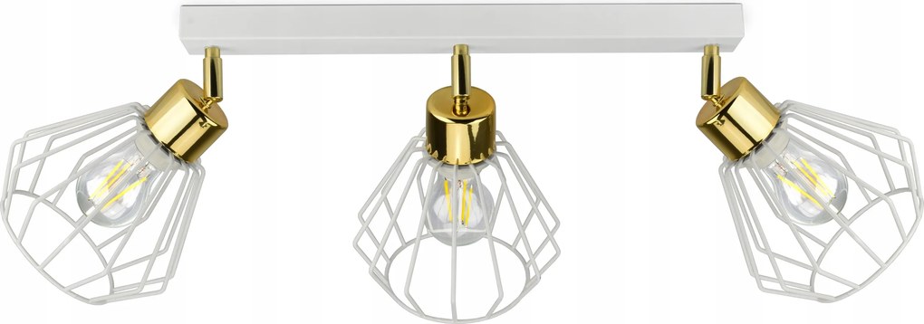 Lampa Stropní Svítidlo Lustr Loft Drátěný Bílý Zlatý