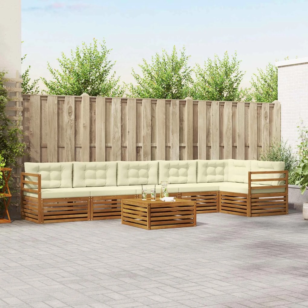 Venkovní pohovková souprava 7 ks Přirozená a Krémová 3373560