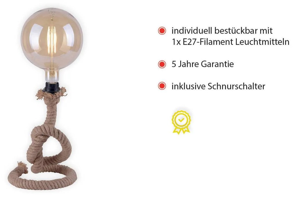 Stolní lampa Rope z tlustého lana