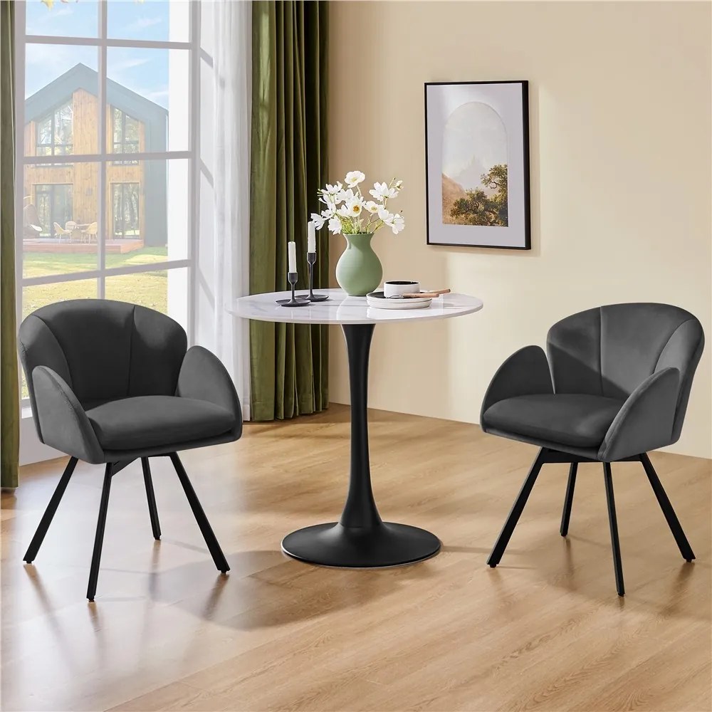 Sada 2 ks – Kancelářská židle Yaheetech – bílá, 57 cm (šířka) × 61 cm (hloubka) × 75 cm (výška) (267715339484)