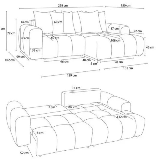 Šedá rozkládací/s úložným prostorem rohová pohovka z textilie bouclé (pravý roh/s lenoškou) Roxelane – Bobochic Paris