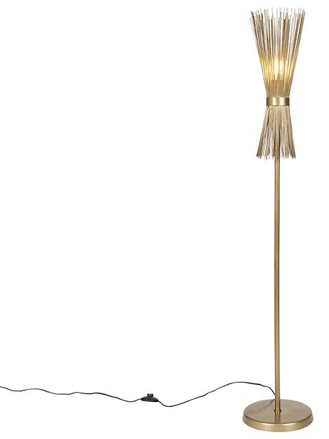 Art Deco stojací lampa zlatá - koště