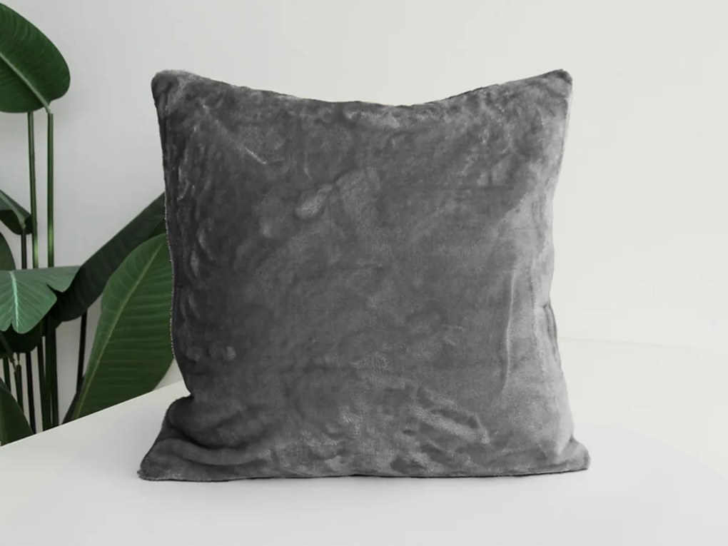 XPOSE® Mikroplyšový povlak na polštář - tmavě šedý 40x40 cm