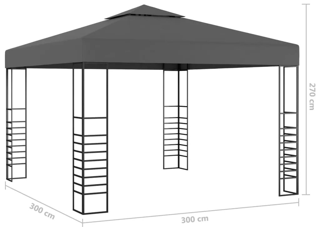 vidaXL Marketos Zahradní altán se světelnými LED řetězy 3x3 m antracitový
