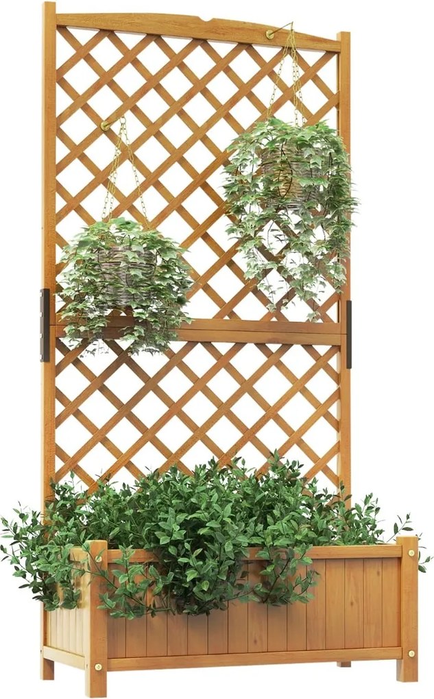 Costway 180 cm vysoká zahradní postel s mřížkou květináče a drenážními otvory