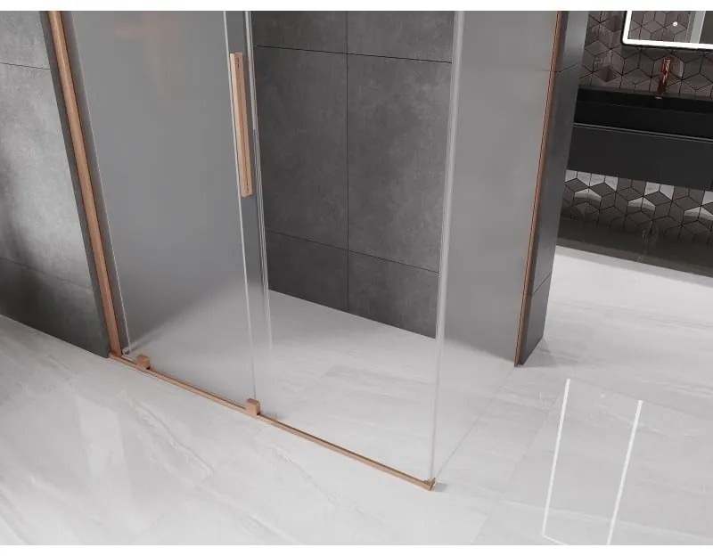 Mexen Velar, sprchový kout s posuvnými dveřmi 130 x 70 cm, 8mm sklo námraza, měděná matná, 871-130-070-31-65