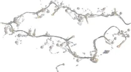 LED světýlka na baterie, bílé perly, 1,3 m, teple bílá, 10 diod, čirý kabel, IP20 interiér, 2,× AA
