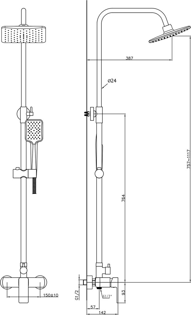 Aqualine Aqualine, FACTOR sprchový sloup, chrom, FC960