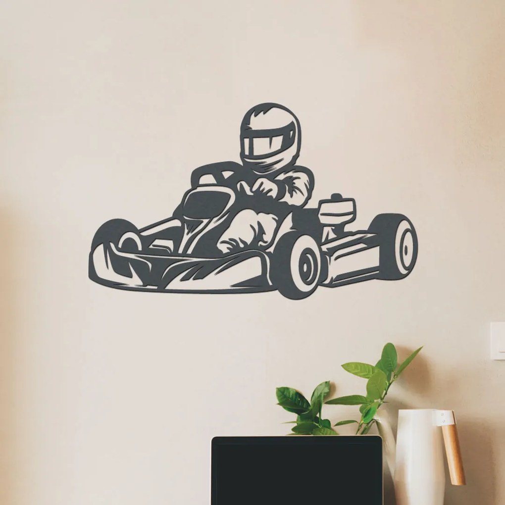 dřevo života Dřevěný obraz Motokáře Zvolte rozměr (cm): 40x24, Zvolte barvu dekoru: Černá