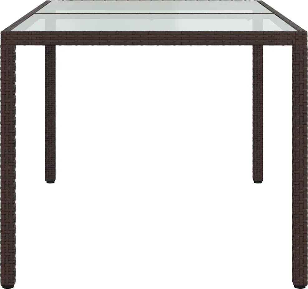 Zahradní stůl 150 x 90 x 75 cm tvrzené sklo a polyratan hnědý 316704