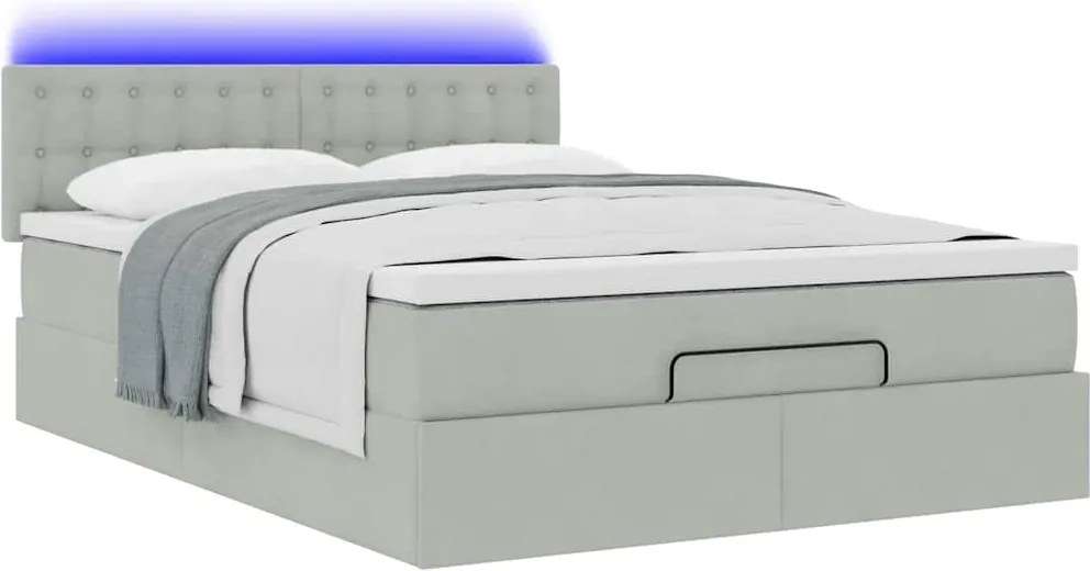 Osmanský rám postele s matrací světle šedá 140x190cm samet 3312764