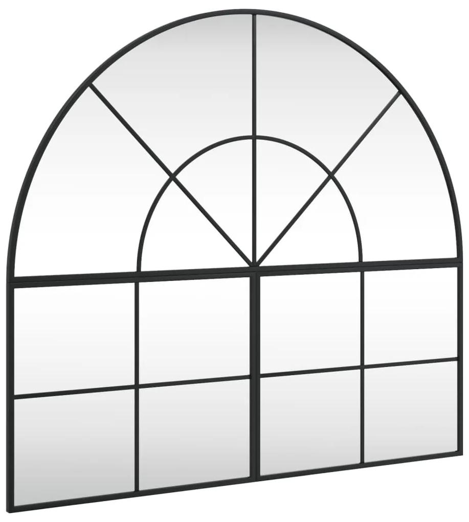 vidaXL Nástěnné zrcadlo černé 100 x 90 cm oblouk železo