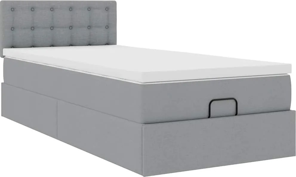 Osmanský rám postele s matrací světle šedá 90x190cm textil 3311587