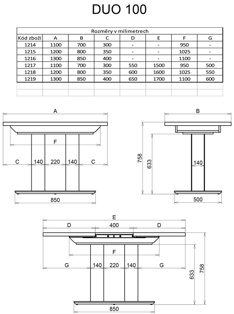 Iktus Rozkládací jídelní stůl DUO 100 Rozměr stolu: 130 x 85 cm (+40 cm)