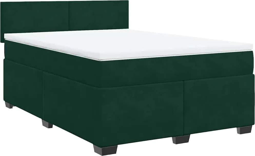 Box spring postel s matrací tmavě zelená 140x200 cm samet 3288627