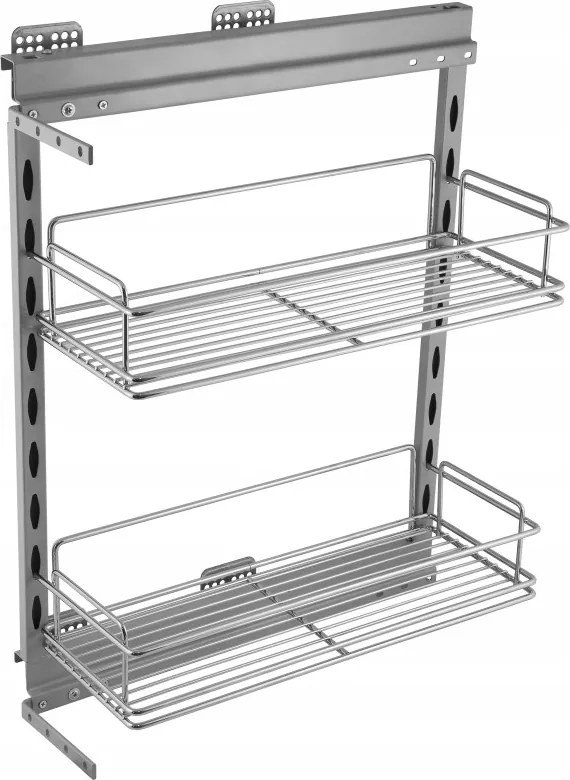 Boční Nákladní Koš S Upevněním Dveří 250 MM Chrom, Dvouúrovňový, Levý Amix