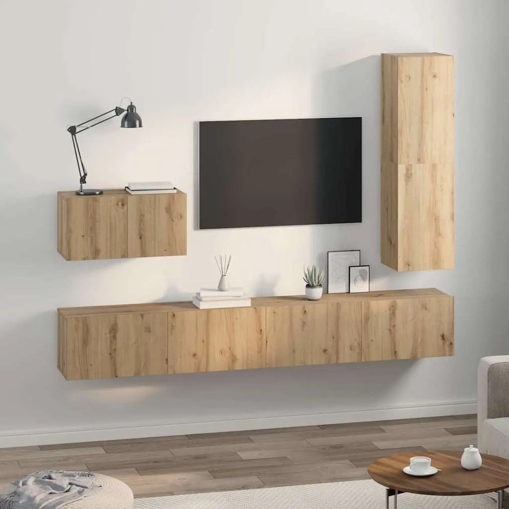 vidaXL 4dílný set TV skříněk kompozitní dřevo [3393329] Barva: dub sonoma