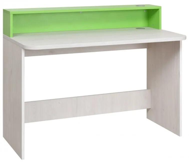 Dětský PC stůl Numero - dub bílý/zelená