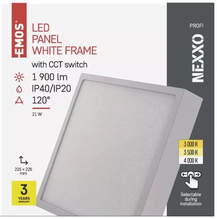 Emos lighting LED přisazený panel NEXXO 22,5cm, 21W, CCT, čtvercový Barva: Stříbrná