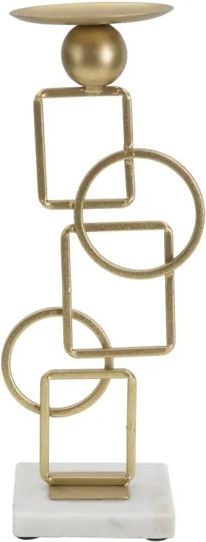 Svícen Marie 31 cm zlatý/mramor