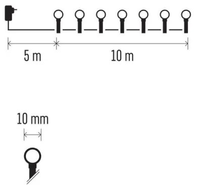 LED RGB Vánoční venkovní řetěz 96xLED/64 módů 15m IP44 + dálkové ovládání