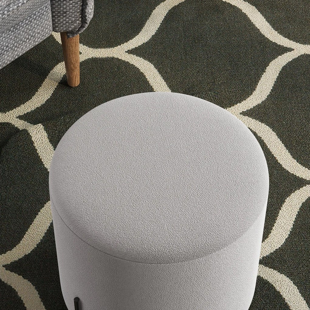 HOMCOM Sametový Ottoman Pouf s Ocelovými Nohami Ø 35 x 38 cm pro Obývací Pokoj a Ložnici | Aosom