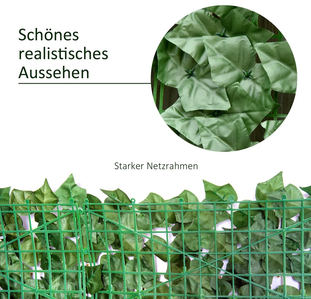 Outsunny Privacy Hedge Umělý živý plot pro zahradní terasu Nástěnná dekorace Tmavě zelená 300x100cm Snadná péče a odolnost vůči UV záření