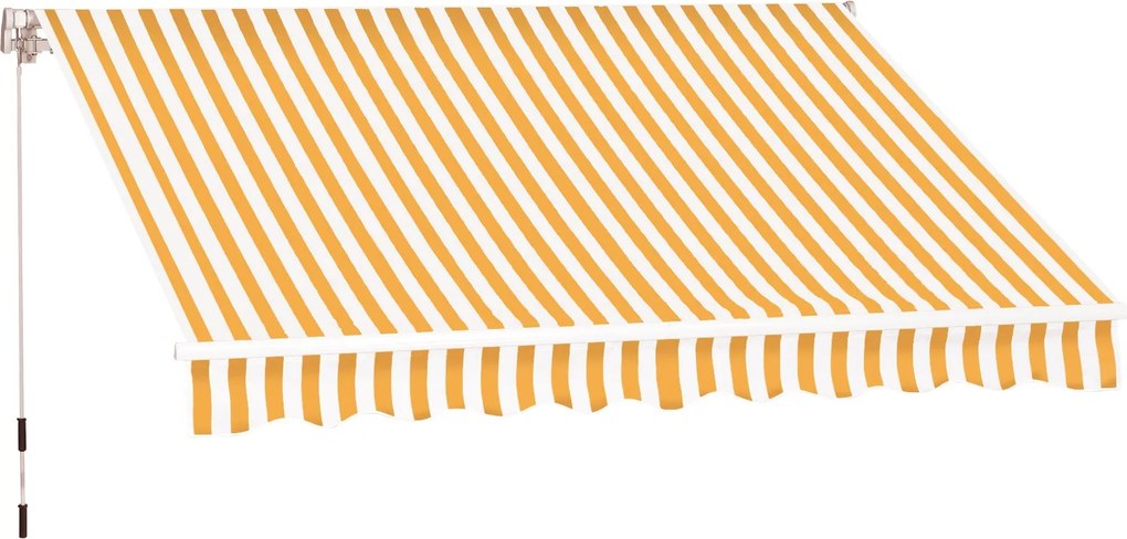 Manuální vyklápěcí markýza Outsunny 295 x 245 cm na terasu s klikou, nastavitelný úhel 45°-85°, hliník a polyester 280g/m², markýza na terasu, balkon,