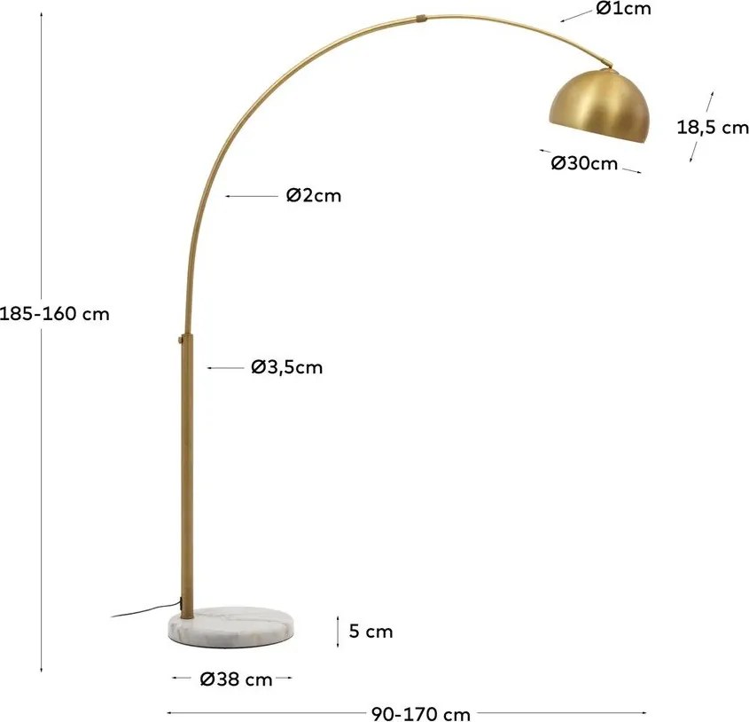 Černá stojací lampa s kovovým stínidlem (výška 160 cm) Madali – Kave Home