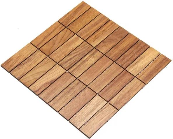 Teak mozaika- dřevěný obklad 30 x 93 mm