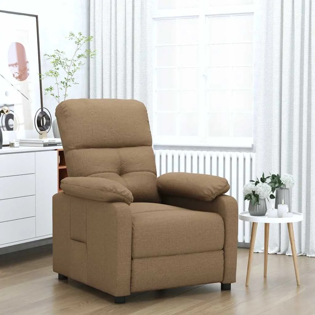 Polohovací křeslo hnědé textil 289666
