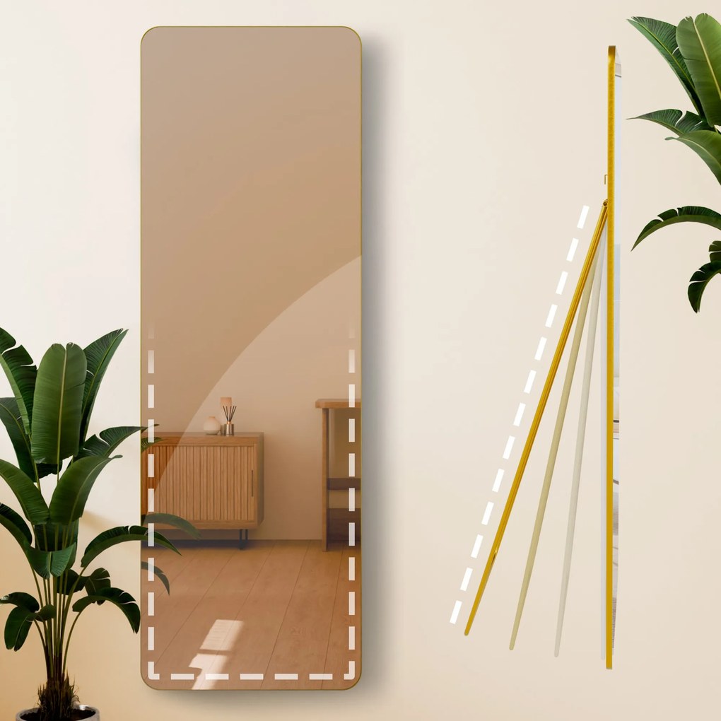 Zrcadlo Gurnee 150x50 cm – zlatá lesklá