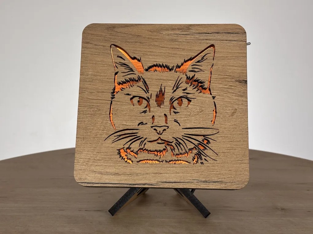 Li-Go "Kočka" lampa 19x19cm provedení povrchu: ořech