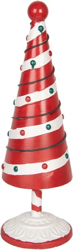Bílo-červená kovová dekorace vánoční stromek Christmas Tree M - Ø 12*36 cm