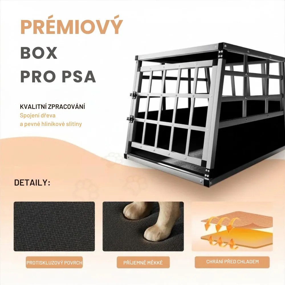 Přepravka pro psa BRUNO, 70x54x51cm, stříbrná/černá Cadoca