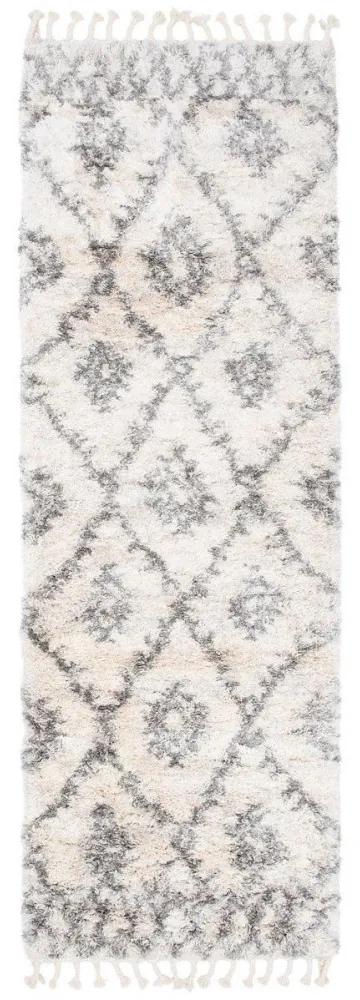 Kusový koberec shaggy Azteco krémově šedý 2 atyp 70x300cm