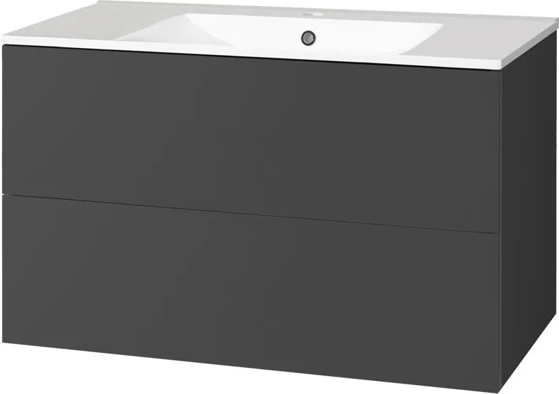 Mereo Mereo, Aira, koupelnová skříňka s keramickým umyvadlem 101 cm, bílá, dub, šedá, CN752