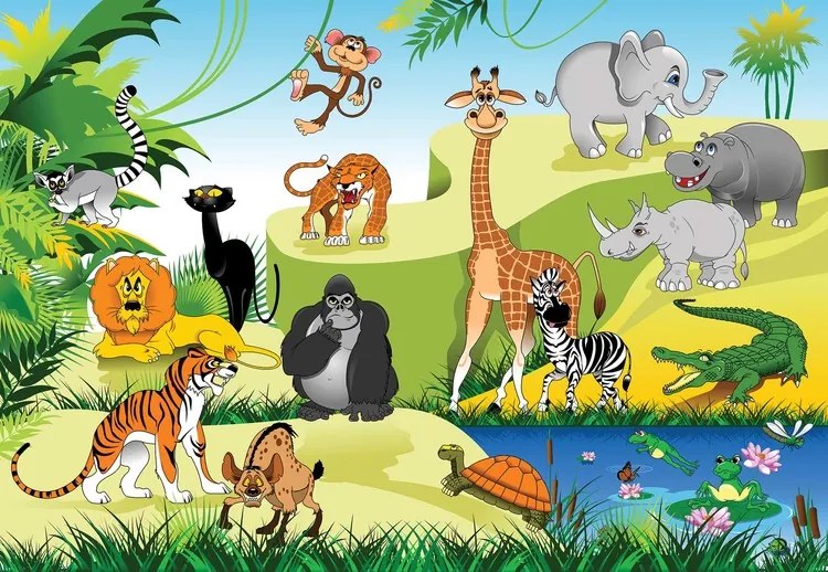 Fototapeta, Tapeta Cartoon Animals, (520 x 318 cm)