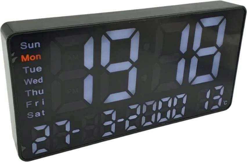 Hodiny Digitální nástěnné Led hodiny datum čas teplota 22x11cm alarm