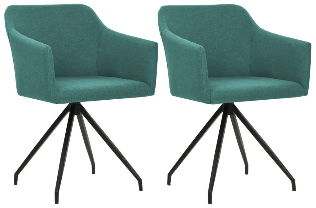 247062 vidaXL Otočné jídelní židle 2 ks zelené textil