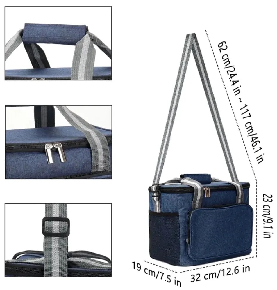 Camerazar Termoizolační taška na oběd LUNCH BOX, nepromokavá tkanina Oxford a EVA, 23 x 32 x 19 cm