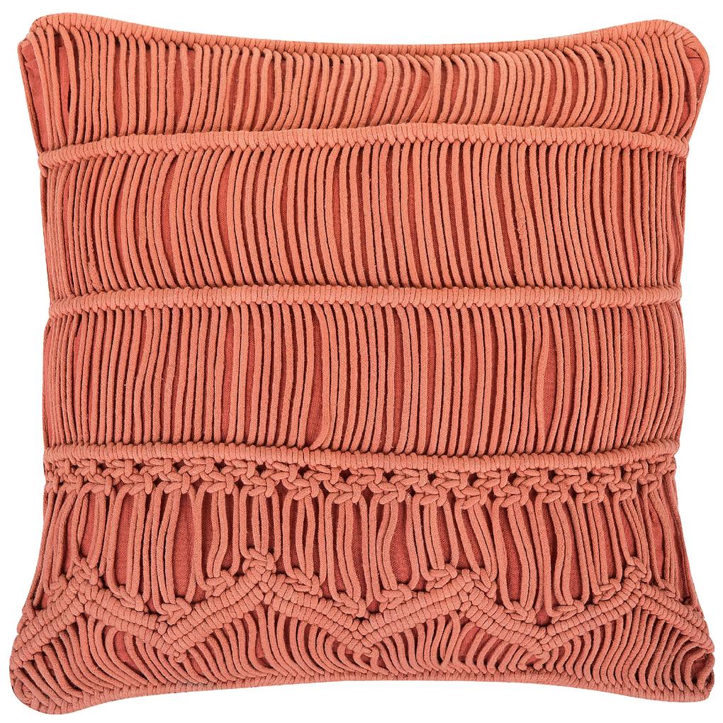 Sada 2 bavlněných makramé polštářů 45 x 45 cm oranžové AKKOY Beliani