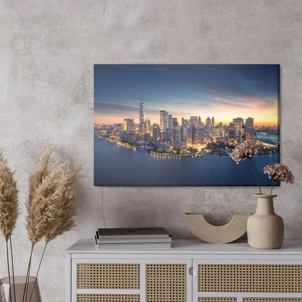 Obraz Večerní Panorama New Yorku Nedostatek Nedostatek Přírodní plátno 70x50