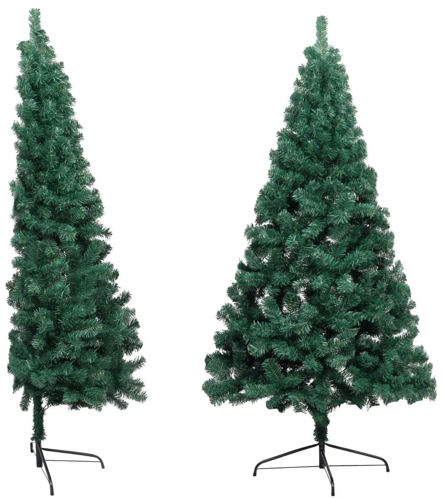 vidaXL Umělý vánoční půl stromek s LED a sadou koulí zelený 210 cm