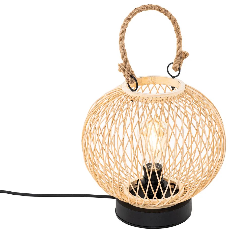 Rustikální venkovní stolní lampa z ratanu - Calamus